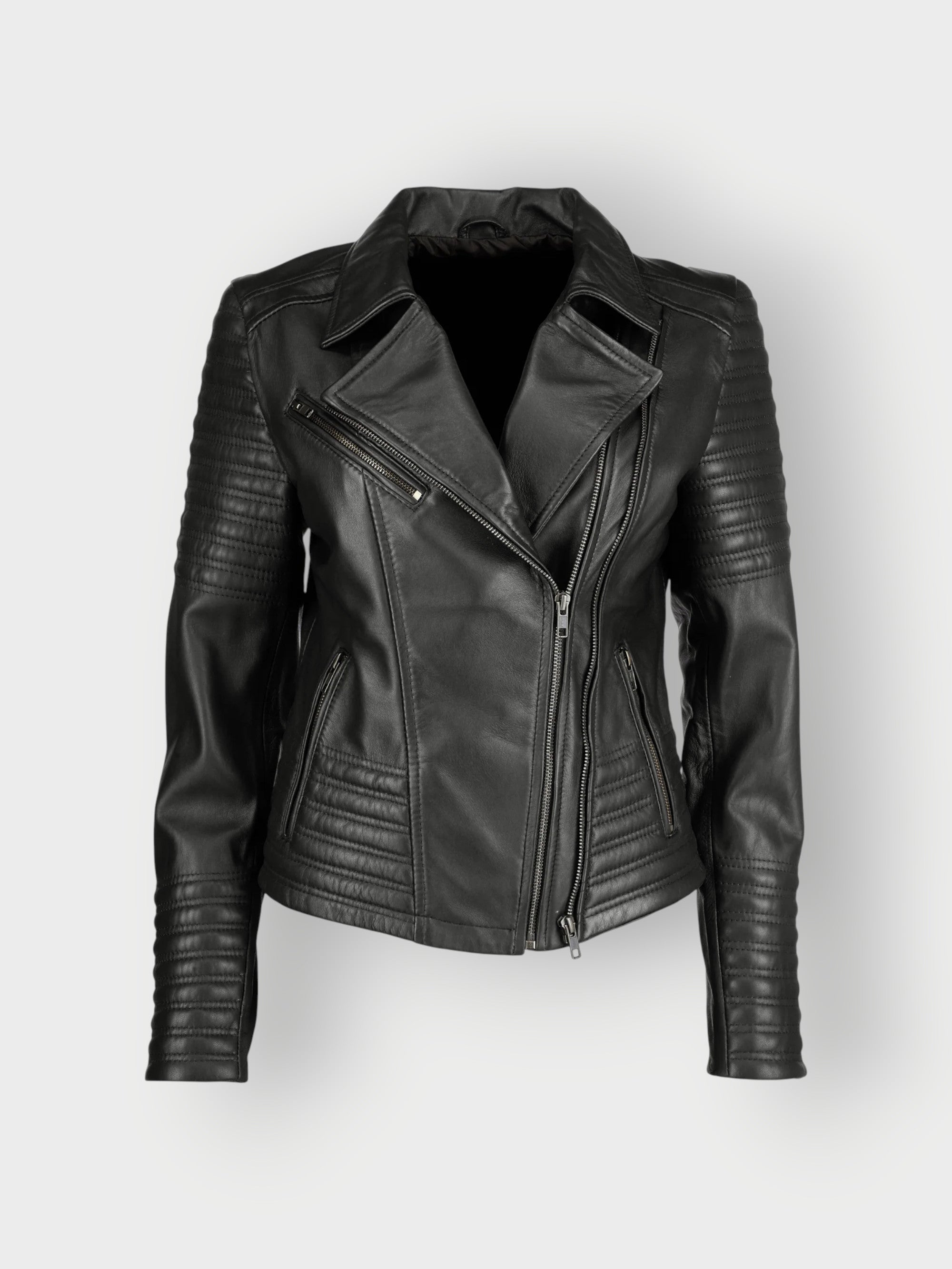 Women's Modern Cut Black Quilted Leather Jacket – Australia Leather Jackets